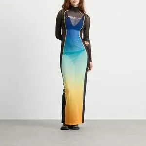 Casablanca Mesh Printed Gradient Maxi Dress