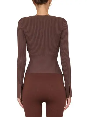 ANDREĀDAMO Wide Neckline Ribbed Top