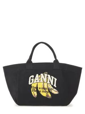 GANNI Banana Print Xxl Tote Bag - Black