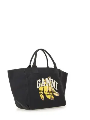 GANNI Banana Print Xxl Tote Bag - Black