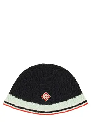 Casablanca Crochet Hat With Logo - Black
