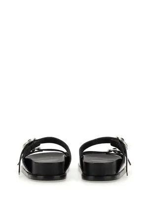 JIL SANDER Leather Buckle Sandals - Silver