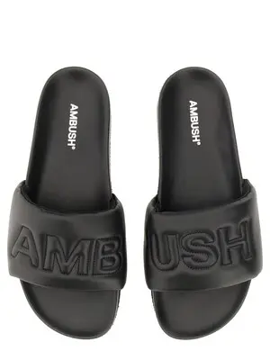 AMBUSH Leather Slide Sandal - Black