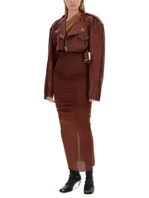 Rick Owens Leather Cropped Jacket - Bordeaux