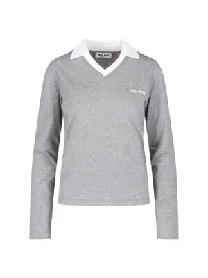 Miu Miu Logo Polo - Gray