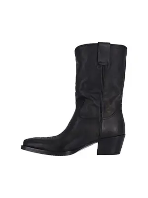 Miu Miu Logo Boots - Black