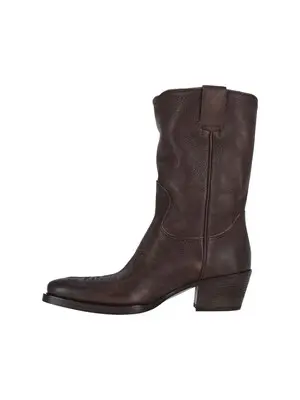 Miu Miu Logo Boots - Brown