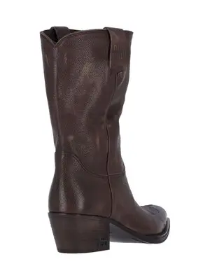 Miu Miu Logo Boots - Brown