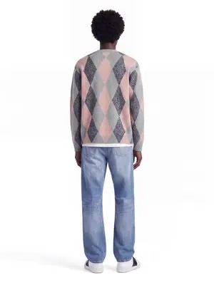 Miu Miu Virgin Wool Cardigan With Lettering Logo - Multi