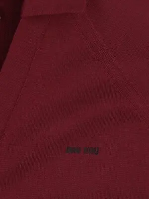 Miu Miu Virgin Wool Cardigan With Lettering Logo - Red