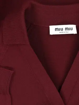 Miu Miu Virgin Wool Cardigan With Lettering Logo - Red