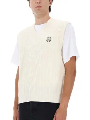 Maison Kitsuné Ribbed Vest With Fox Patch