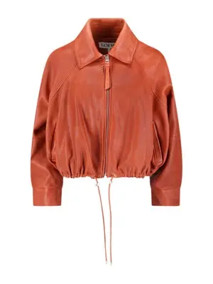 Miu Miu Lamb Leather Jacket - Orange