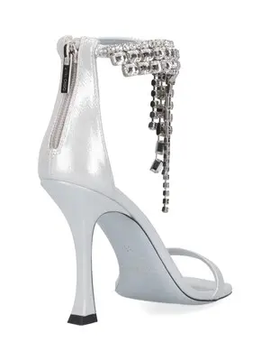 JIMMY CHOO Verity 100 Rhinestone Slingback Sandals - Silver