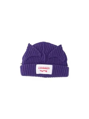 Moncler Logo Beanie Purple