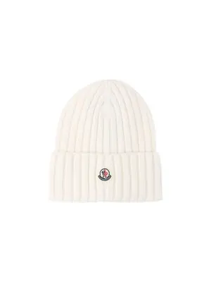 Moncler Logo Beanie White