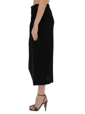 ALYSI Midi Skirt With Hook Fastening - Black