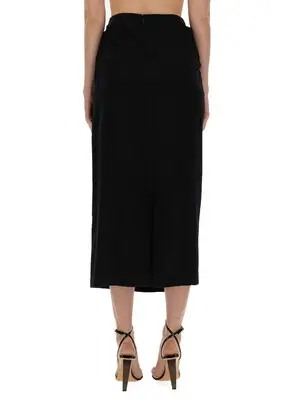 ALYSI Midi Skirt With Hook Fastening - Black