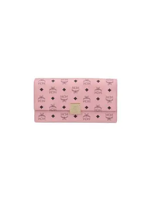 Mcm Large Wallet With Logo Shoulder Strap - Pink