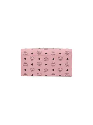 Mcm Large Wallet With Logo Shoulder Strap - Pink