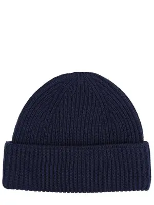 Maison Kitsuné Beanie With Fox Patch - Blue