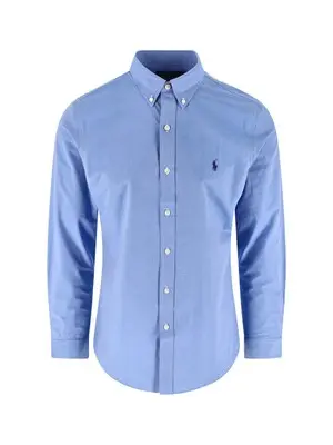 Miu Miu Polo Ralph Lauren Logo Embroidered Cotton Shirt - Blue