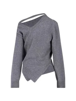 RÓHE Asymmetrical Wool-cashmere Sweater - Gray