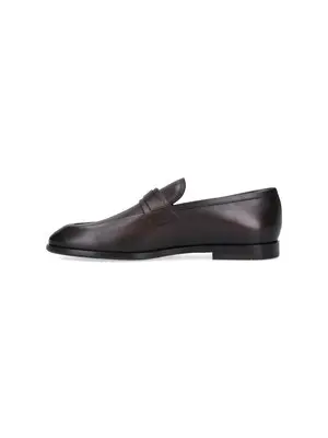 FERRAGAMO Gancini Leather Loafers - Brown