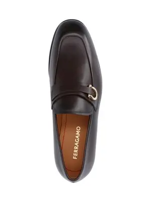 FERRAGAMO Gancini Leather Loafers - Brown