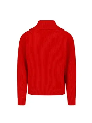 Closed Zip Sweater - Red
