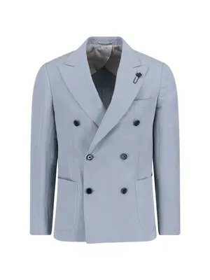 Balmain Double-Breasted Cashmere Blazer Light Blue