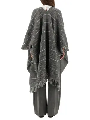 Brunello Cucinelli Wool Poncho With Fringe