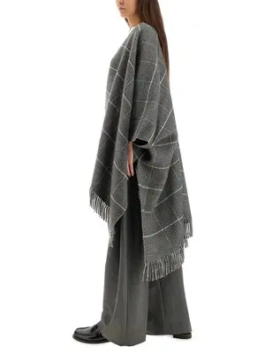 Brunello Cucinelli Wool Poncho With Fringe