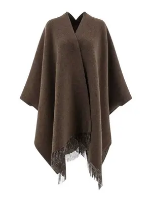 Brunello Cucinelli Wool Poncho With Fringe