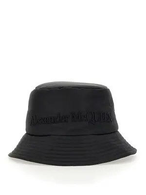 Alexander McQueen Bucket Hat With Embroidered Logo - Black