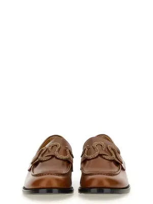 Rene Caovilla Leather Loafer - Buff