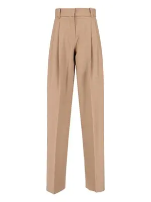 Sportmax Virgin Wool Straight Leg Pants - Brown