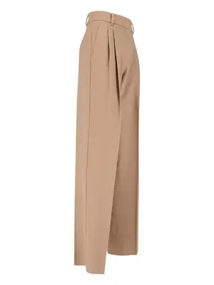 Sportmax Virgin Wool Straight Leg Pants - Brown