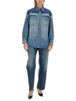 Victoria Beckham Oversized Cotton Shirt - Denim