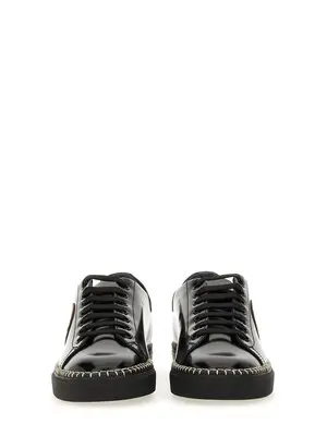Moschino Leather Low Top Sneaker - Black