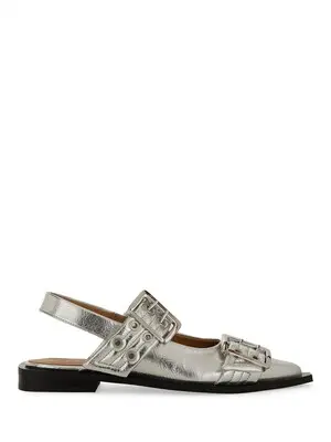 GANNI Ballerina With Buckle - Silver