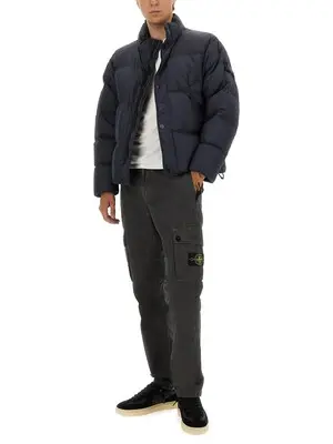 Stone Island Crinkle Reps Down Jacket - Blue