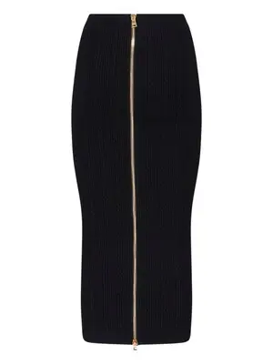 Balmain Knit Midi Skirt - Black