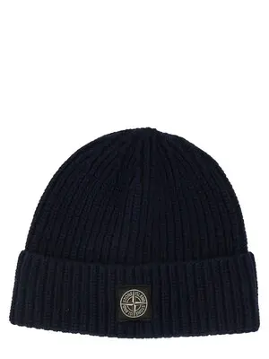 Stone Island Wool Cap With Logo - Blue