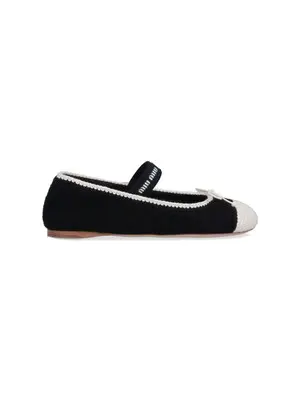 Miu Miu Crochet Knit Ballet Flats - Black