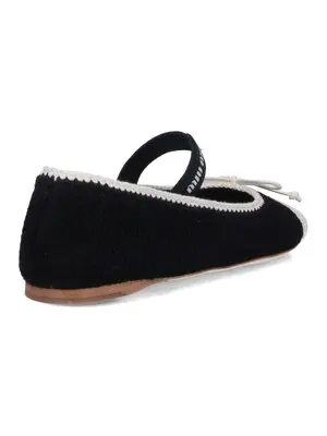 Miu Miu Crochet Knit Ballet Flats - Black