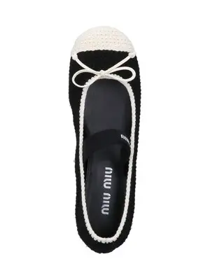 Miu Miu Crochet Knit Ballet Flats - Black