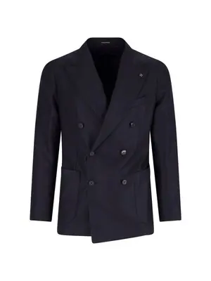 Comme Des Garçons Double-breasted Virgin Wool Blazer - Blue