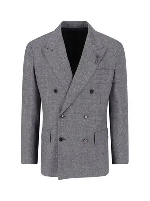 Comme Des Garçons Double-breasted Virgin Wool Blazer - Gray
