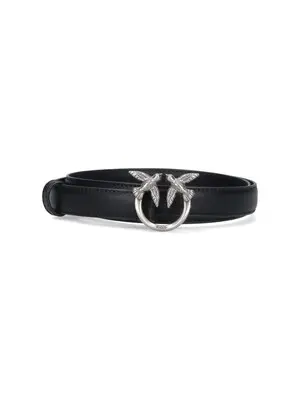 Pinko Love Birds Leather Belt - Black